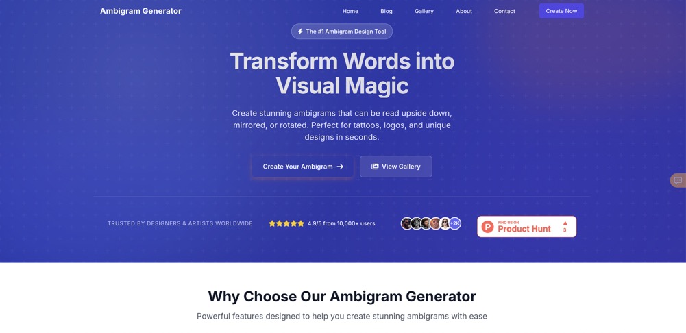 #1 Ambigram Generator | Create Unique Bidirectional Text Art